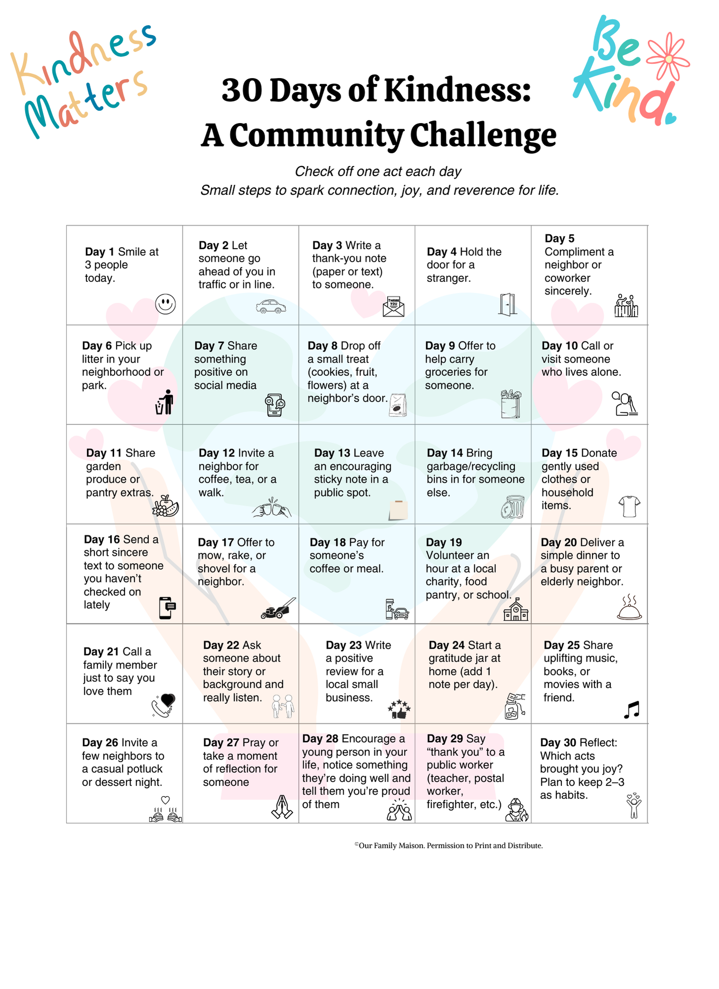 30 Day Kindness Challenge: How to Strengthen your Community